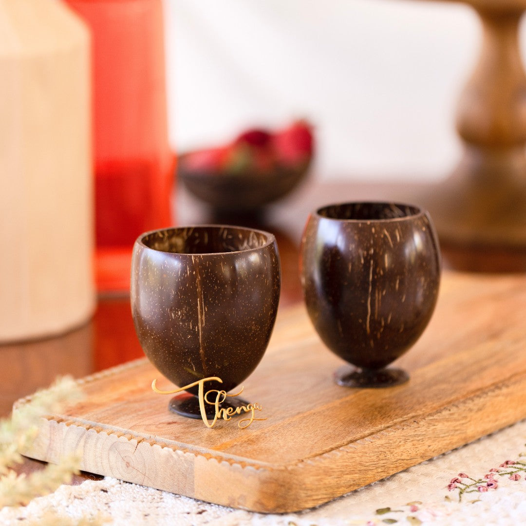 Thenga Coconut Shell Cups | Perfect for Tea/Coffee - 200 ML (Set of 4)