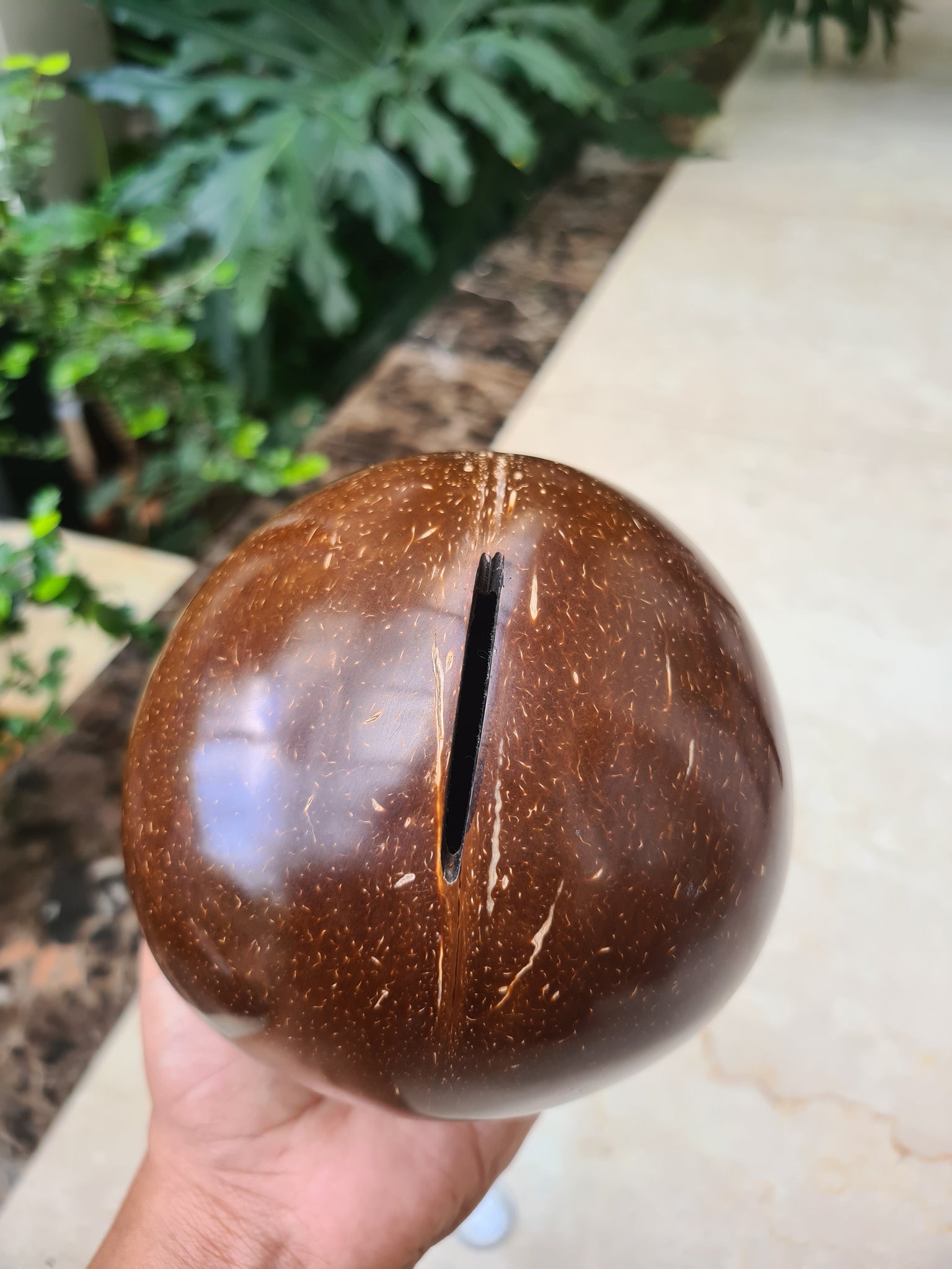 Thenga Coconut Shell Kudukka or Piggy Bank ( Openable at the Bottom )